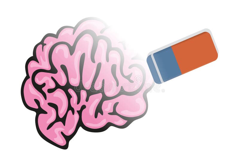 An Eraser Erases the Memory of a Brain. Stock Vector - Illustration of ...