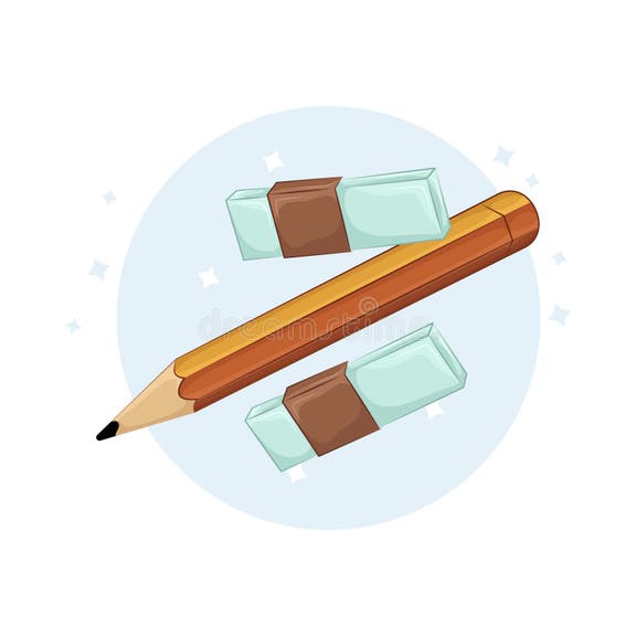 Pencil with Eraser To Erase Pencil Marks To Keep Paper Clean. Vector ...