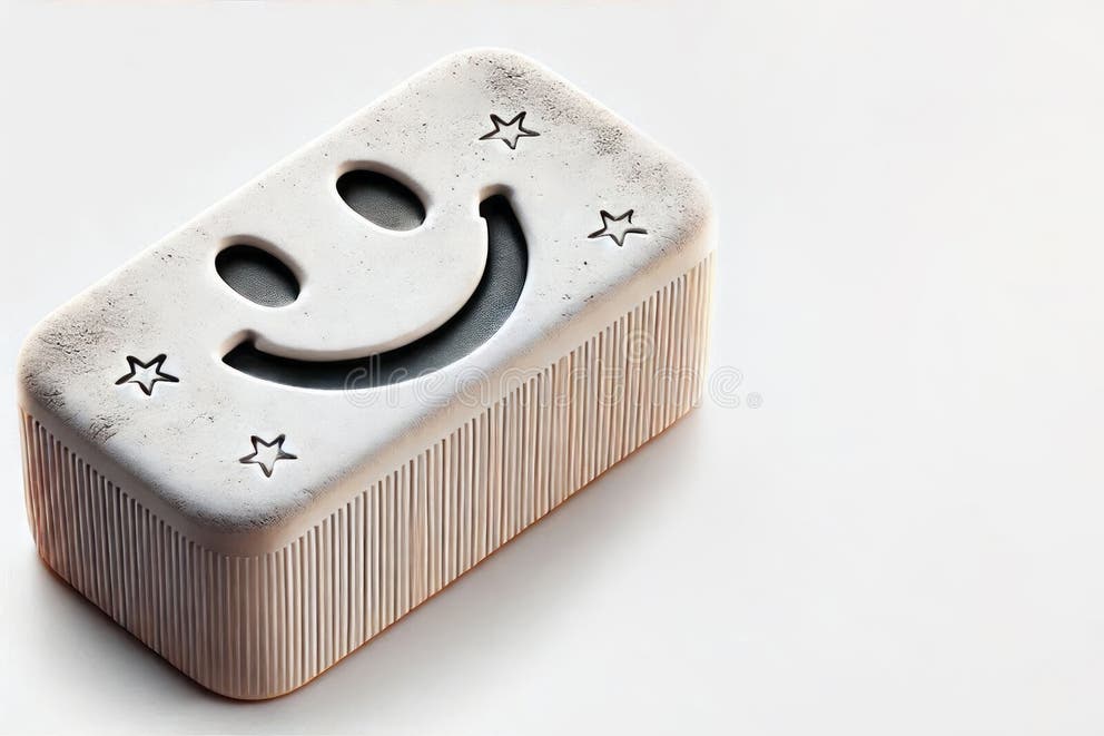 Eraser with Smile and Stars. Space for Text. Stock Photo - Image of ...