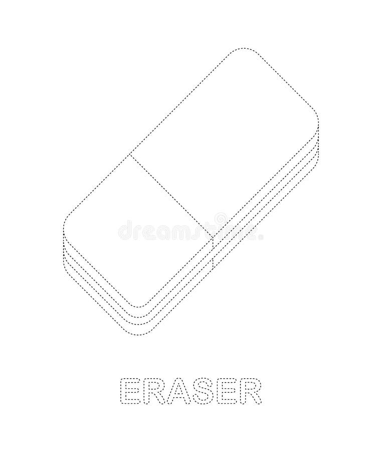 Eraser Tracing Worksheet for Kids Stock Vector - Illustration of ...
