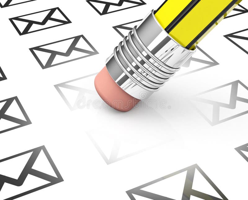 Erasing spam mails stock illustration. Illustration of eraser - 48670557