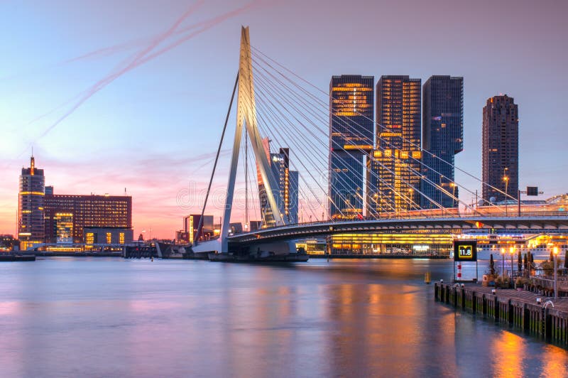Erasmus Bridge Over the River Meuse in Rotterdam Editorial Stock Photo ...