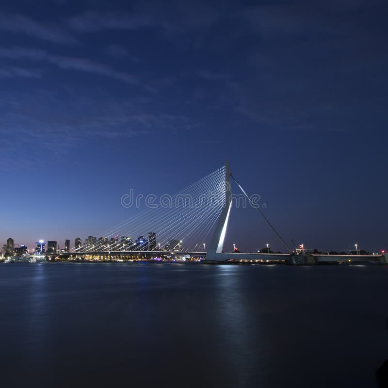 Erasmus Bridge Rotterdam editorial image. Image of blue - 121022925