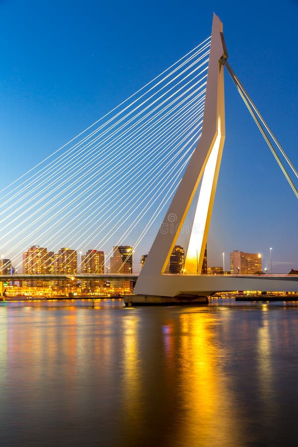 Erasmus bridge Rotterdam editorial stock photo. Image of blue - 55401273