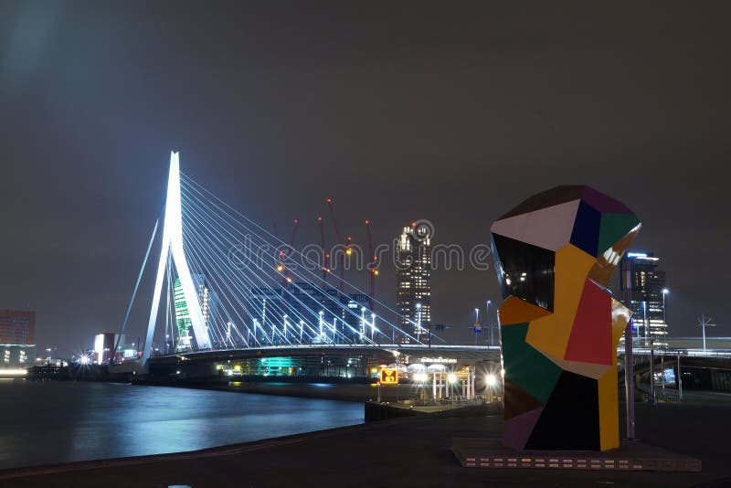 The Erasmusbrug editorial image. Image of night, bridge - 44245955