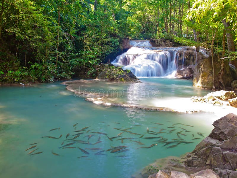 Erawan waterfall stock photo. Image of fresh, asia, famous - 27546976