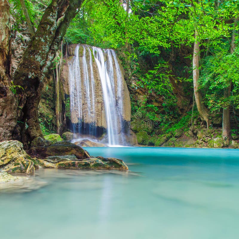 Erawan Waterfall stock photo. Image of flowing, growth - 32322496