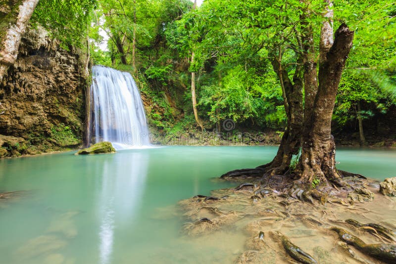 Erawan Waterfall stock photo. Image of relax, tree, swim - 34046590