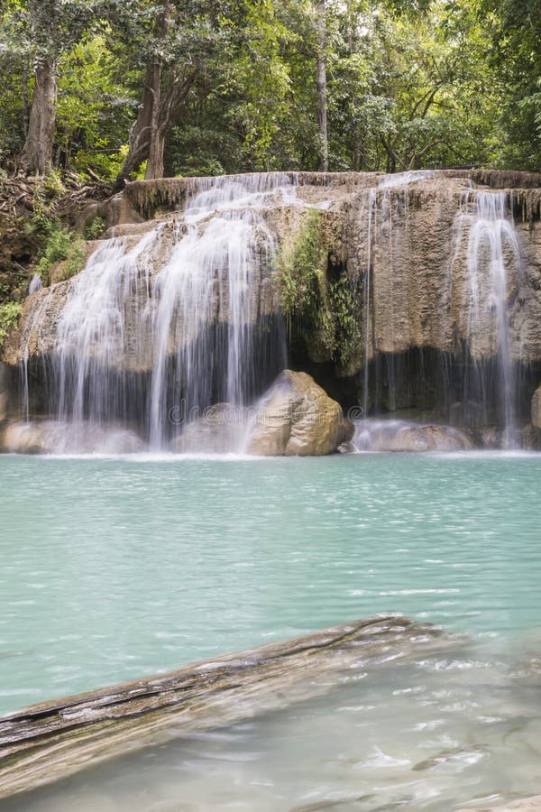 Level Two of Erawan Waterfall in Kanchanaburi Province, Thailand Stock ...