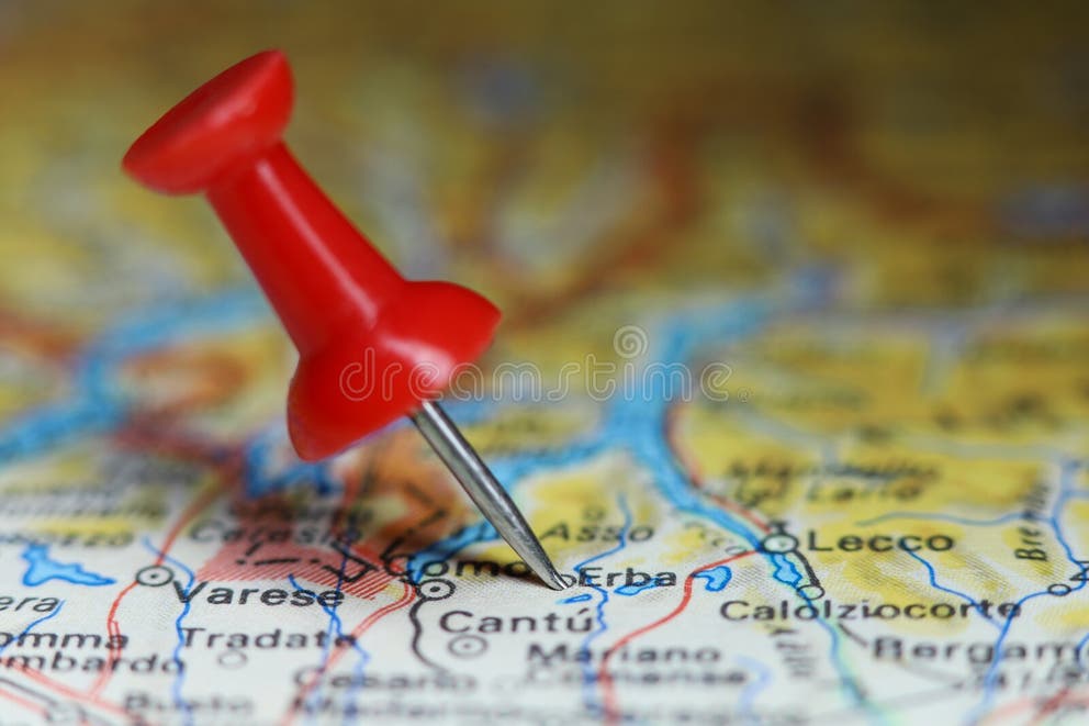 Erba, Italy pin on map stock photo. Image of mediterranean - 367777000