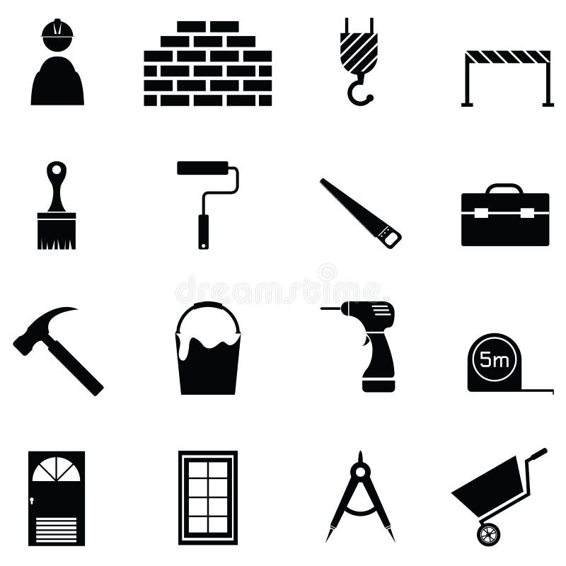 Erbauer Icon Set vektor abbildung. Illustration von aufbau - 102198356