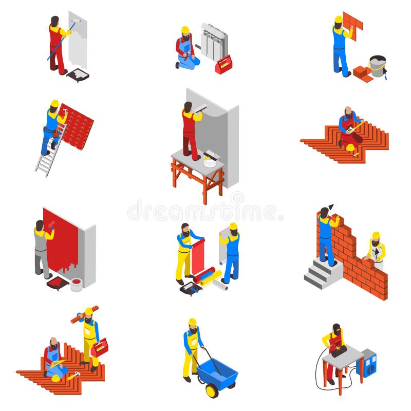 Erbauer Icons Set vektor abbildung. Illustration von hammer - 81708421