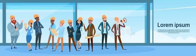 Erbauer Team Architect Mix Race Workers Vektor Abbildung - Illustration ...