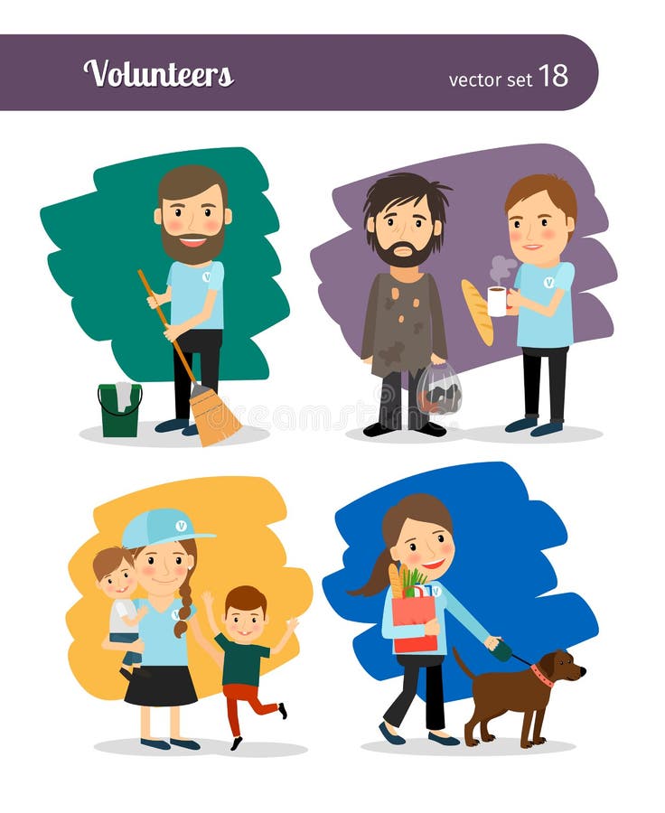 Erbietet Charaktere Freiwillig Vektor Abbildung - Illustration von ...