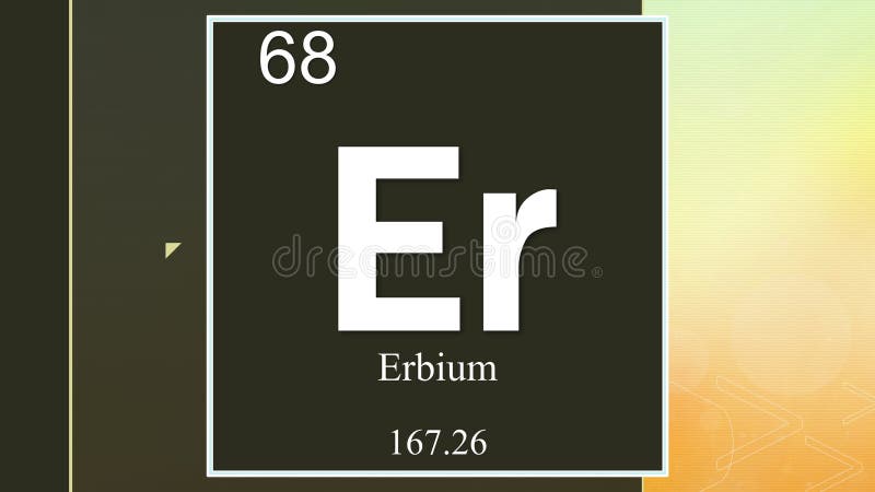 Erbium Chemical Element Symbol on Black Yellow Solid and Gradient ...