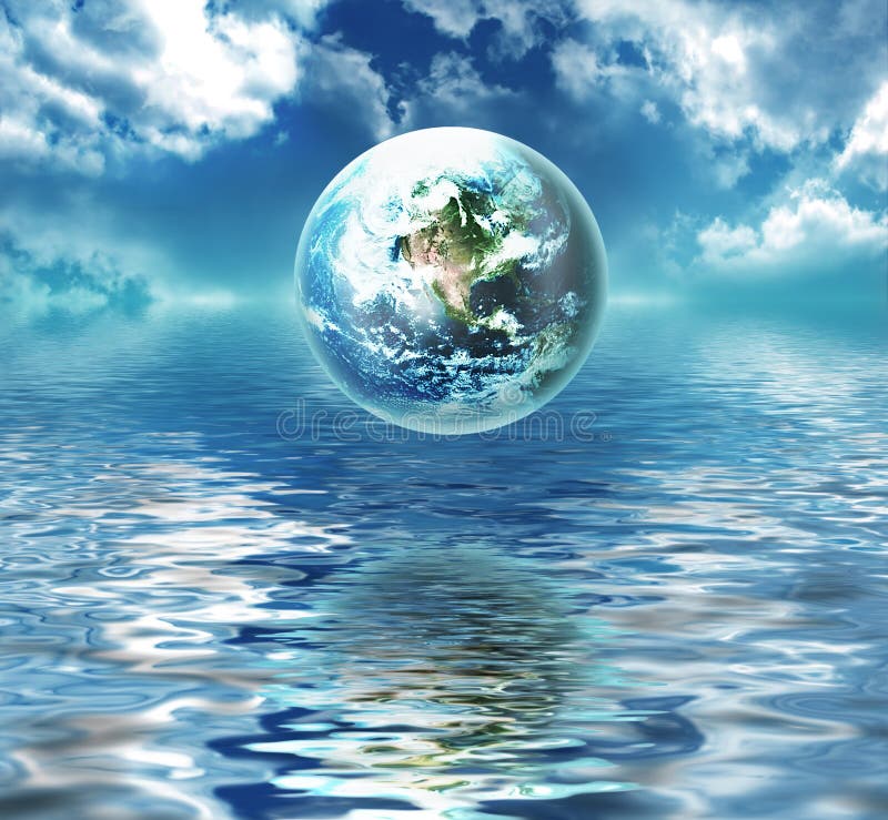 Bedecken Sie Reflexion Auf Wasser Mit Erde Stock Abbildung ...