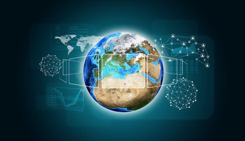 Erde Mit Diagrammen Und Netz Stock Abbildung - Illustration von netz ...