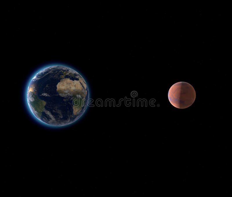 Erde Und Mars, Bodenkruste, Raum, Sonnensystem Stock Abbildung ...