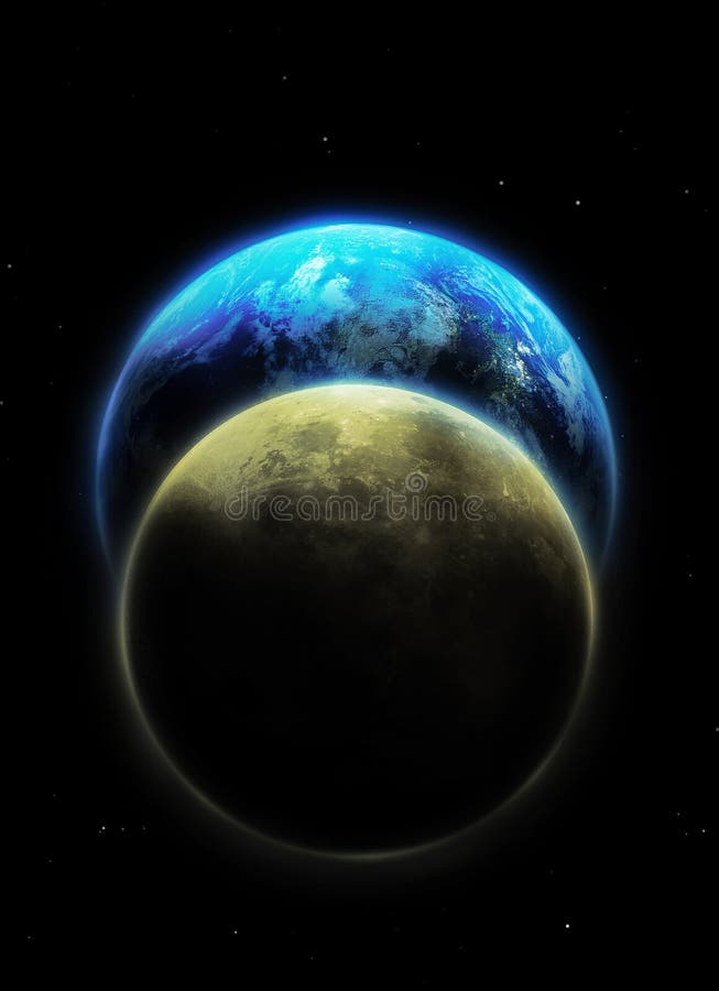 Erde und Mond stock abbildung. Illustration von system - 15034165