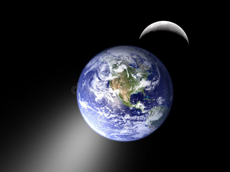 Erde Und Mond Im Sonnensystem Vor Eklipse Stock Abbildung ...