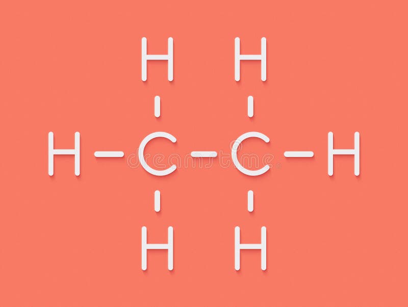 Erdgas-Teilmolekül Des Äthans. Skelettale Formel. Stock Abbildung ...