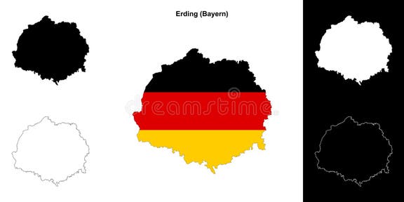 Erding outline map stock vector. Illustration of borders - 335041931