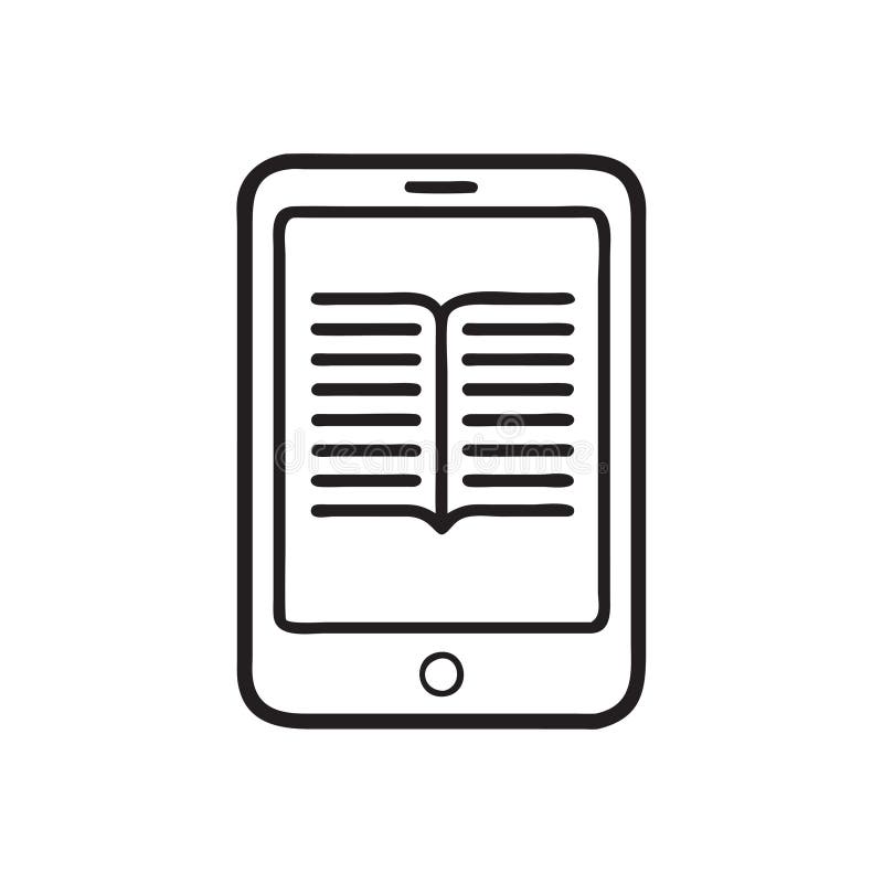 Ereader Tablet with Open Book Illustration Vector for Digital Library ...