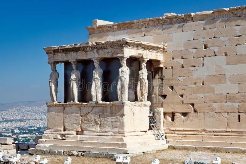 Erechtheum Temple in Acropolis, Athens Stock Image - Image of history ...