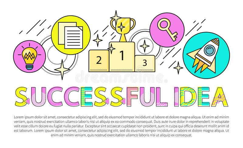Erfolgreiche Ideen-Plakat-Text-Vektor-Illustration Vektor Abbildung ...