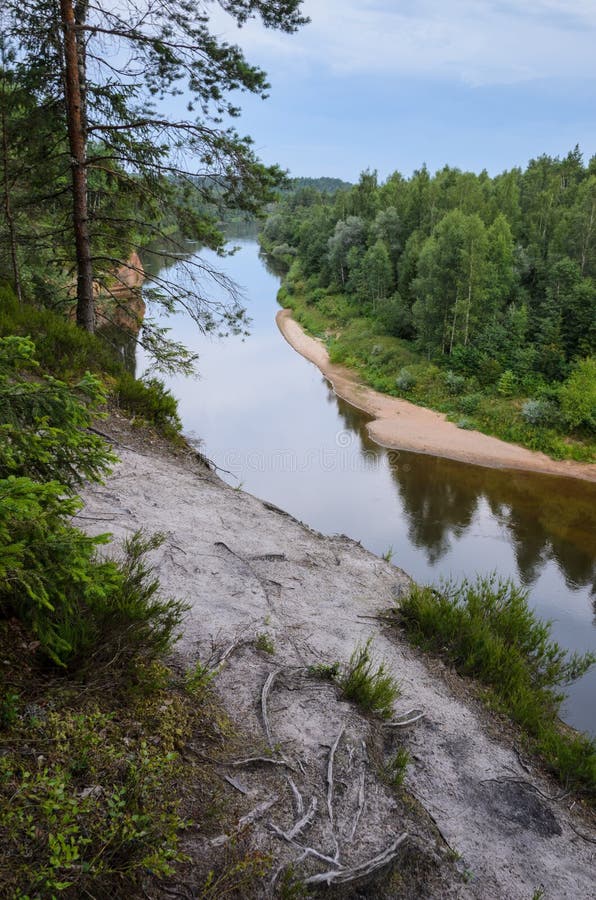 View from Cliff on River and Forest. Stock Photo - Image of klintis ...