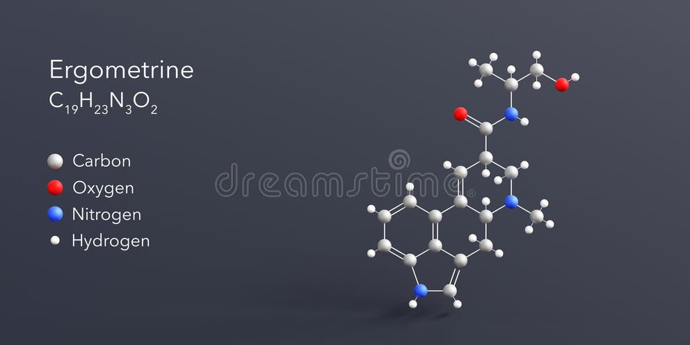 Ergometrine Molecule 3d Rendering, Flat Molecular Structure with ...
