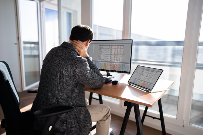 Ergonomic Chair and Posture Behind Workstation Computer Stock Image ...