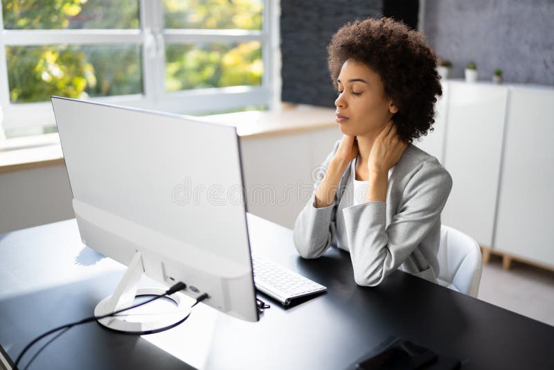 Ergonomic Chair and Posture Behind Workstation Computer Stock Photo ...