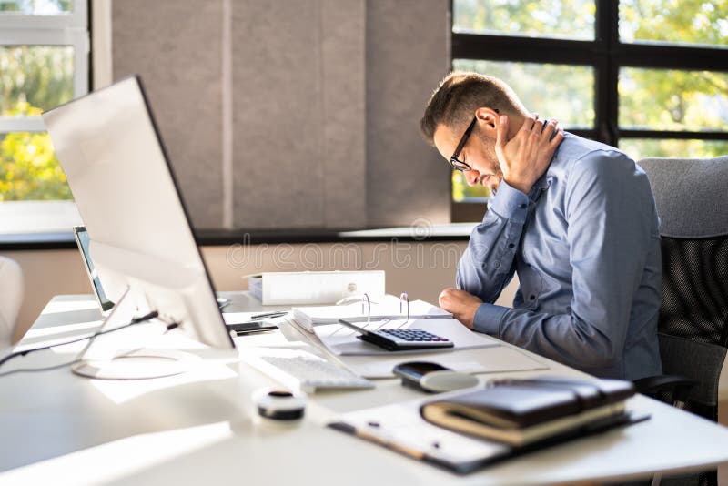 Ergonomic Chair and Posture Behind Workstation Computer Stock Image ...