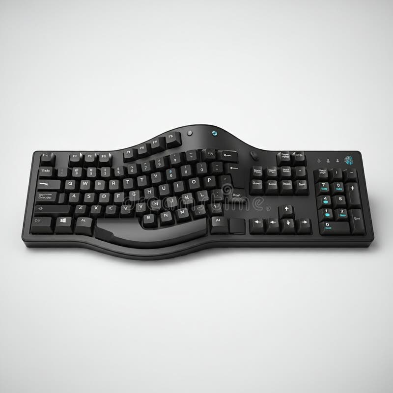 Ergonomic Keyboard with a Wave-like Contoured Design, Featuring Black ...