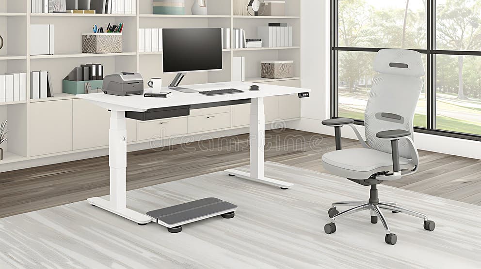 Ergonomic and Minimalist Home Office Setup with Adjustable Standing ...