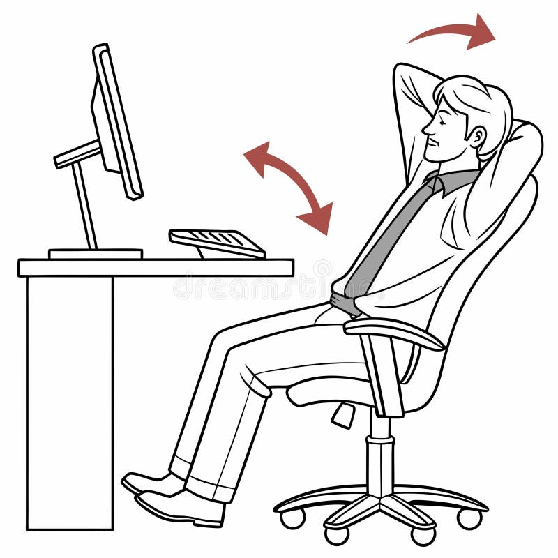 Ergonomic Office Chair with Adjustable Armrests Vector Illustration ...