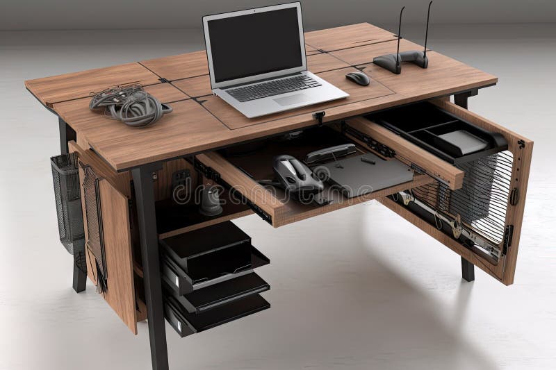 Ergonomic Office Desk with Built-in Storage and Cable Management ...