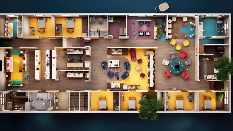 Ergonomic Office Floor Plan Stock Illustration - Illustration of ...