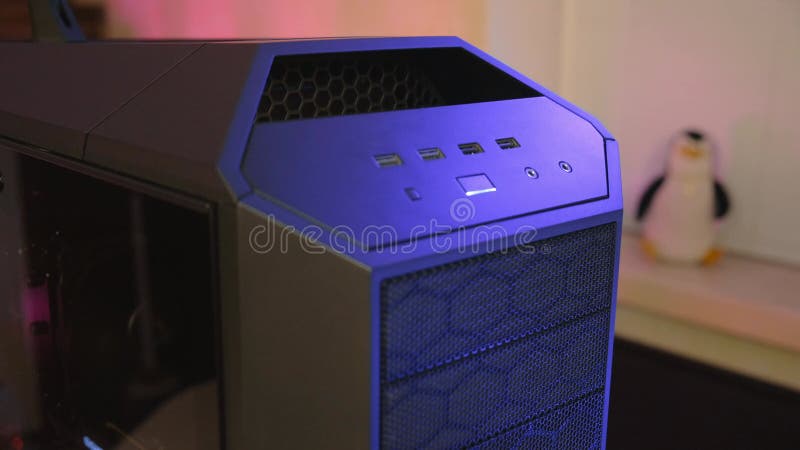 Gaming Pc Case with Perforated Front Panel. Sloping Top Panel with ...