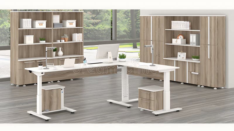 Ergonomic Workplace Design Showcasing a Modern Sit Stand Desk with ...