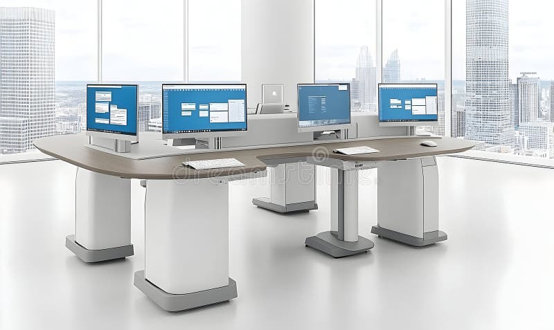 Modern AI-Generated Office Workstation Stock Illustration ...