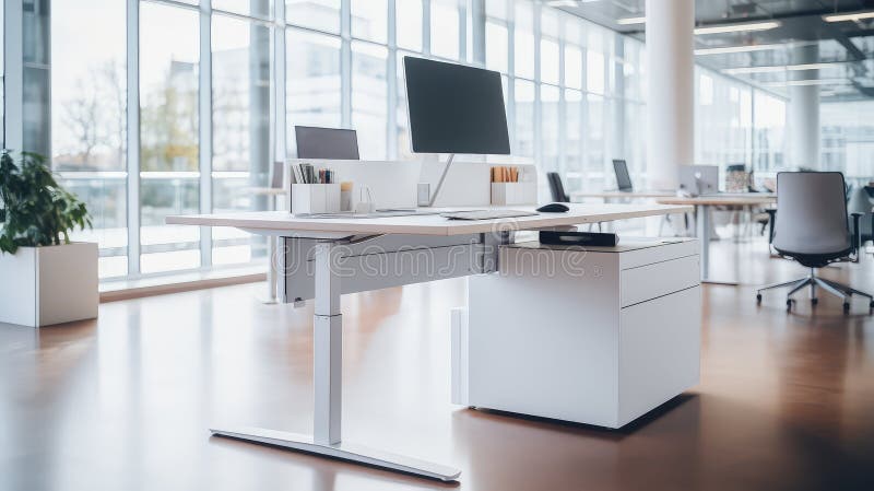 Ergonomics Empty Desk Office Stock Illustration - Illustration of empty ...