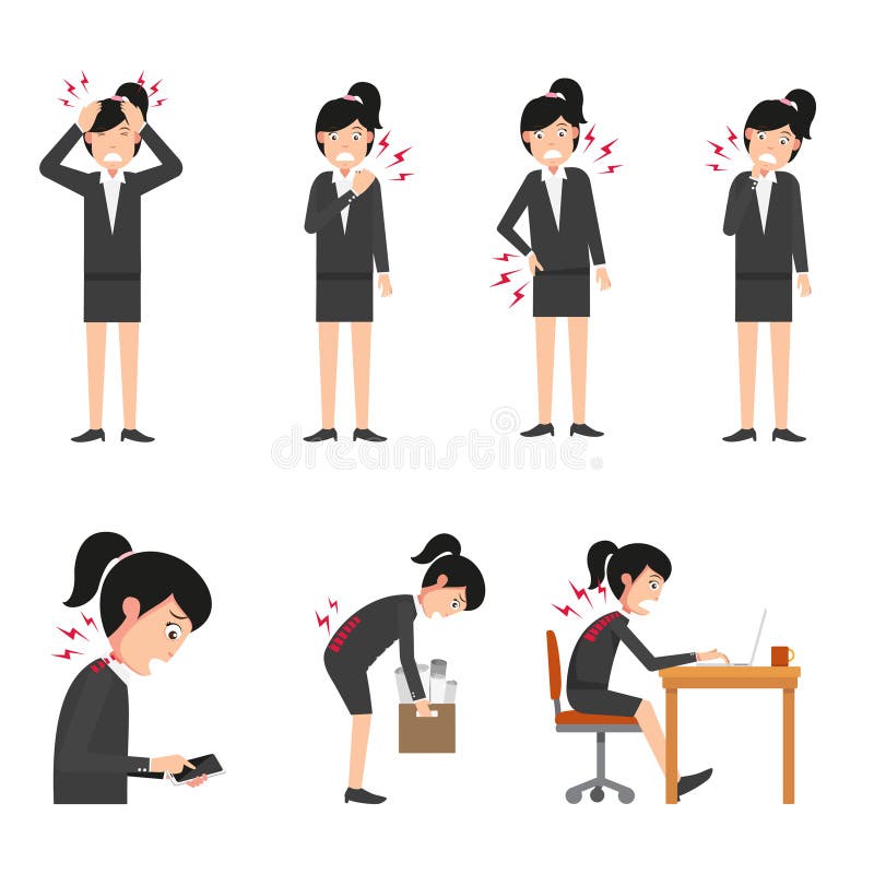 Ergonomics-incorrect Posture Office Syndrome Stock Vector ...