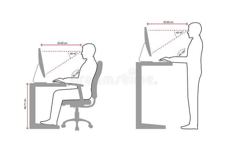 Correct Posture Computer Stock Illustrations 600 Correct Posture