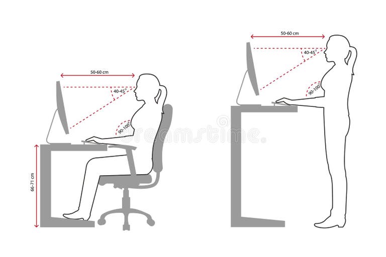 Correct Posture Computer Stock Illustrations 600 Correct Posture