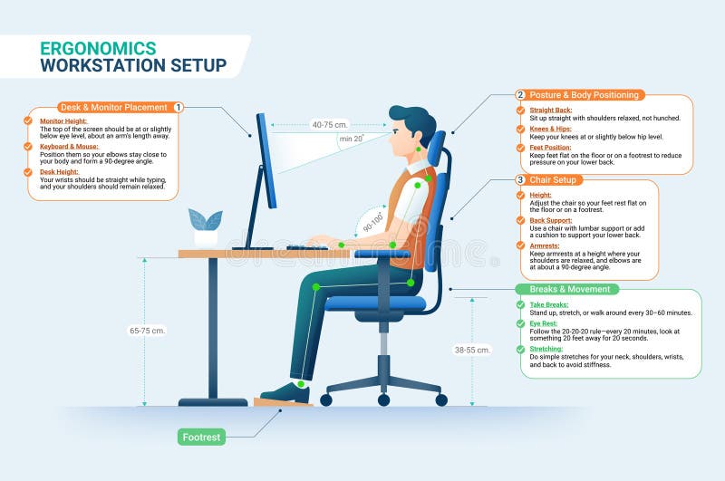 Ergonomics Workstation Setup Illustration Stock Vector - Illustration ...