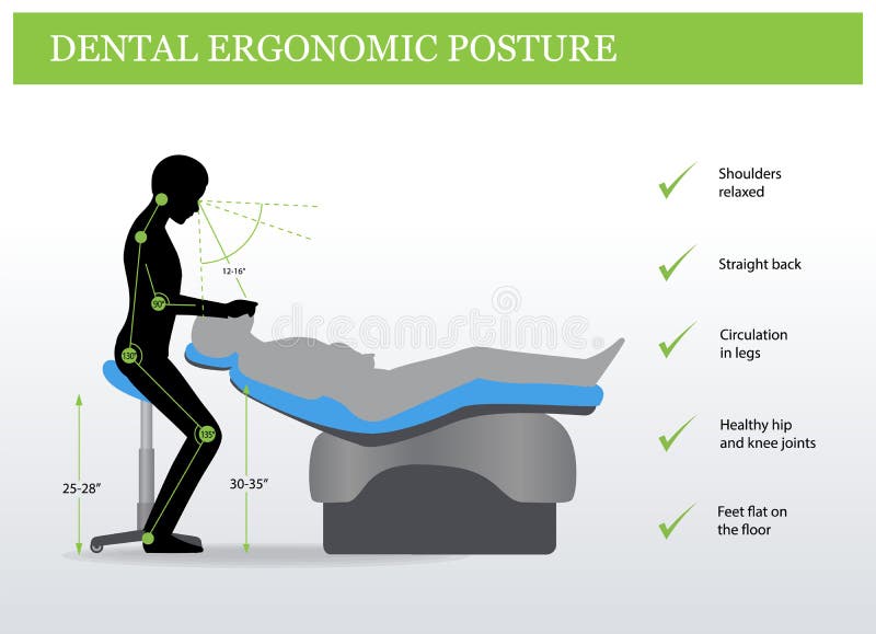 Ergonomie in Tandheelkunde Correcte Houding Vector Illustratie ...