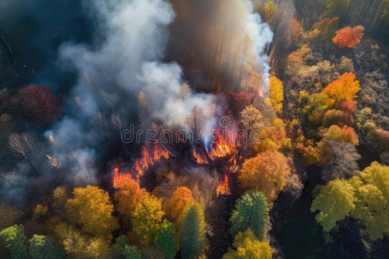 Erial View of a Forest Fire, Showcasing the Scale and Intensity of the ...