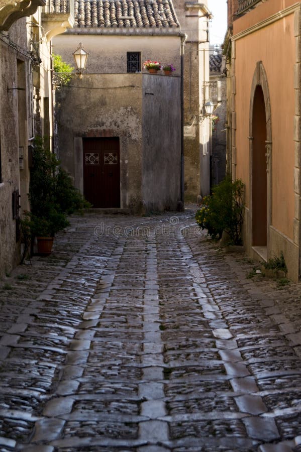 Erice street stock image. Image of erce, ancient, historic - 76666785